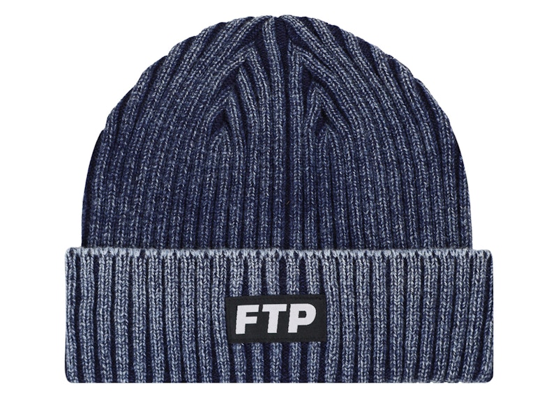 FTP Denim Dye Logo Beanie Washed Indigo Men's - SS24 - US