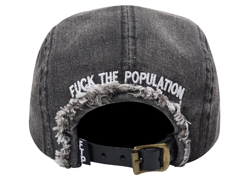 FTP Frayed Denim Logo Camp Hat Black - FW23 - US