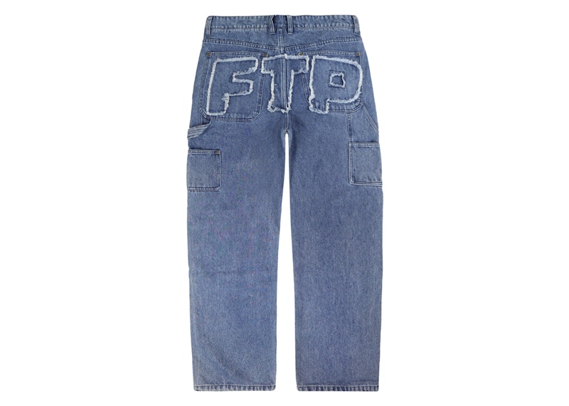 FTP Frayed Denim Logo Carpenter Pant Washed Indigo Men's - SS24 - US