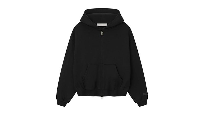 Fear of God Essentials Kids Fleece Zip-Up Hoodie Jet Black - FW25 - US
