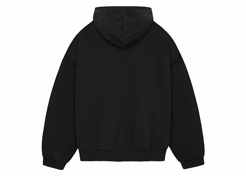 Fear of God Essentials Nylon Fleece Hoodie Jet Black/Jet Black Men's ...