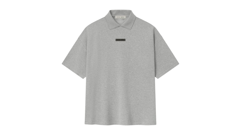 Fear of God Essentials Pique 90's Polo Concrete Heather Men's - FW25 - US