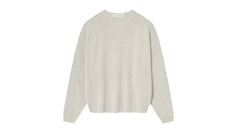 Fear of God Essentials Waffle Crewneck Sweater Heather Stone Men's ...