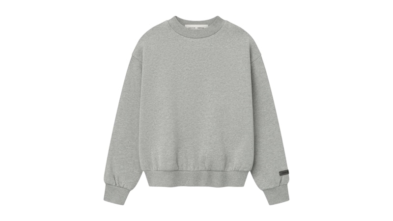 Fear of God Essentials Womens Classic Fleece Crewneck Concrete Heather ...
