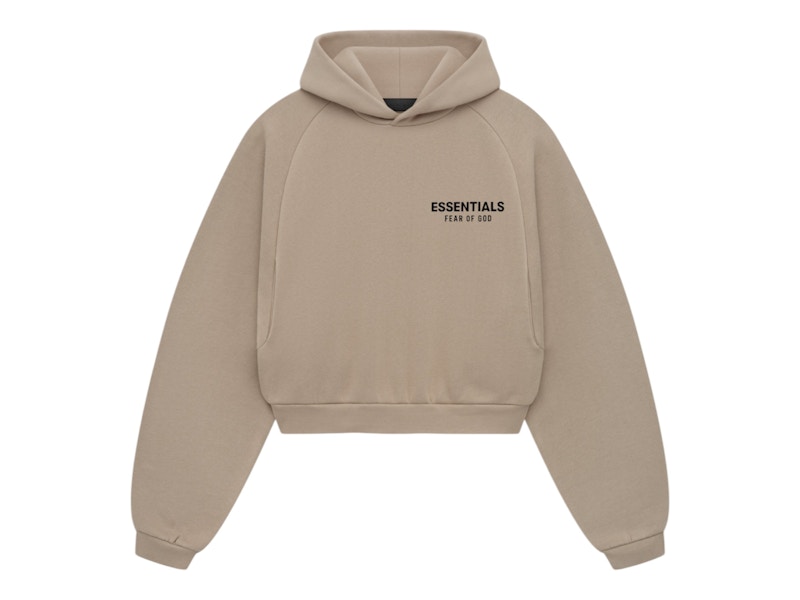 Fear of God Essentials Women's Fleece Cropped Hoodie Desert Sand - FW24 ...