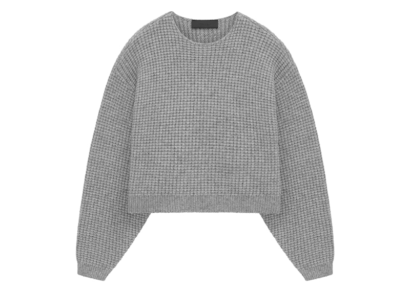 Fear of God Essentials Womens Heavy Waffle Cropped Crewneck Dark ...