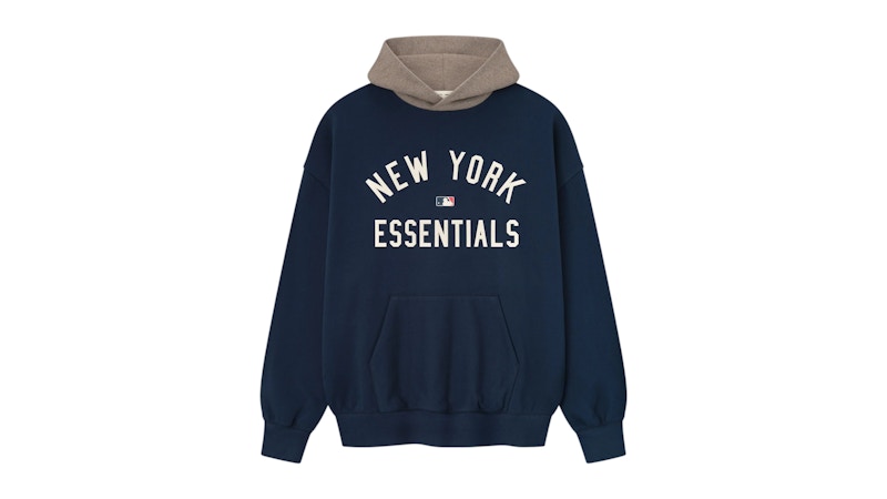 Fear of God Essentials Yankees Sport Hoodie Midnight Navy/Homstead ...