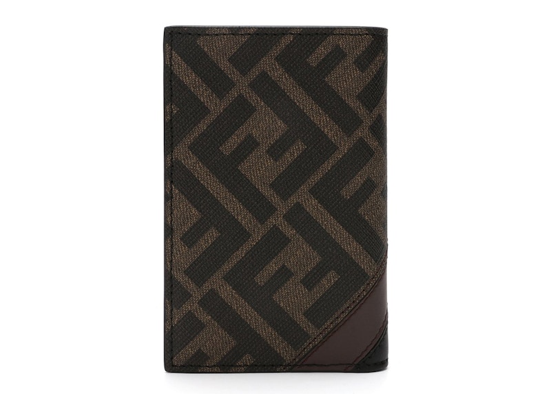 Fendi FF Vertical Card Holder Brown in Cotton/Polyurethane - US