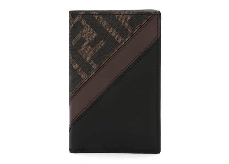 Fendi FF Vertical Card Holder Brown in Cotton/Polyurethane - US
