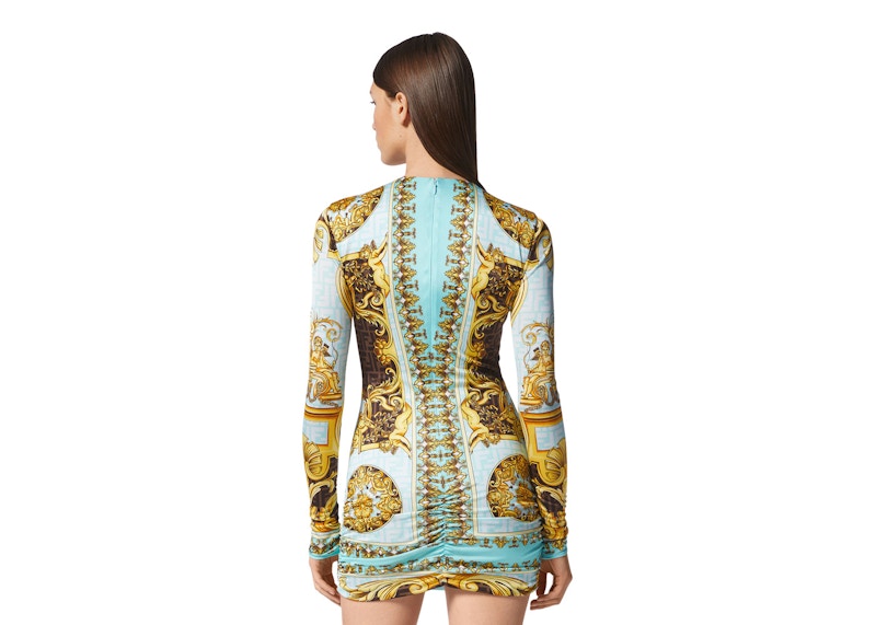Fendi Fendace Baroque Mini Dress Gold - SS22 - US