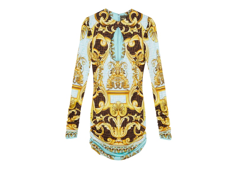 Fendi Fendace Baroque Mini Dress Gold - SS22 - US
