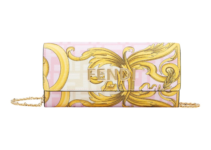 Fendi Fendace Continental With Chain White/Multicolor in Cotton ...