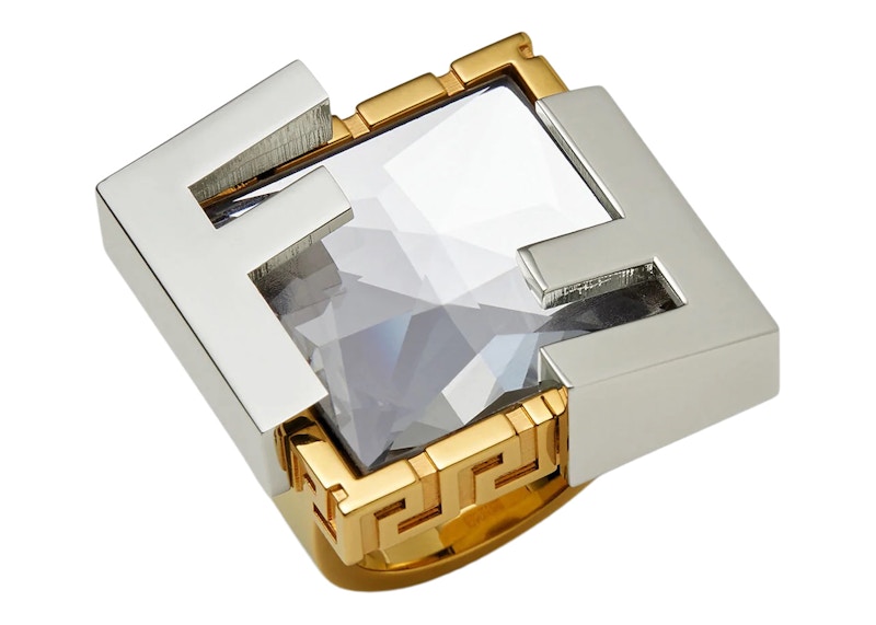 Fendi Fendace Crystal Ring Brass/Versace Gold in Brass Metal with Gold ...