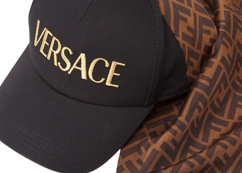 Fendi Fendace FF Silk Foulard Cap Black/Gold Baroque Print in Silk ...