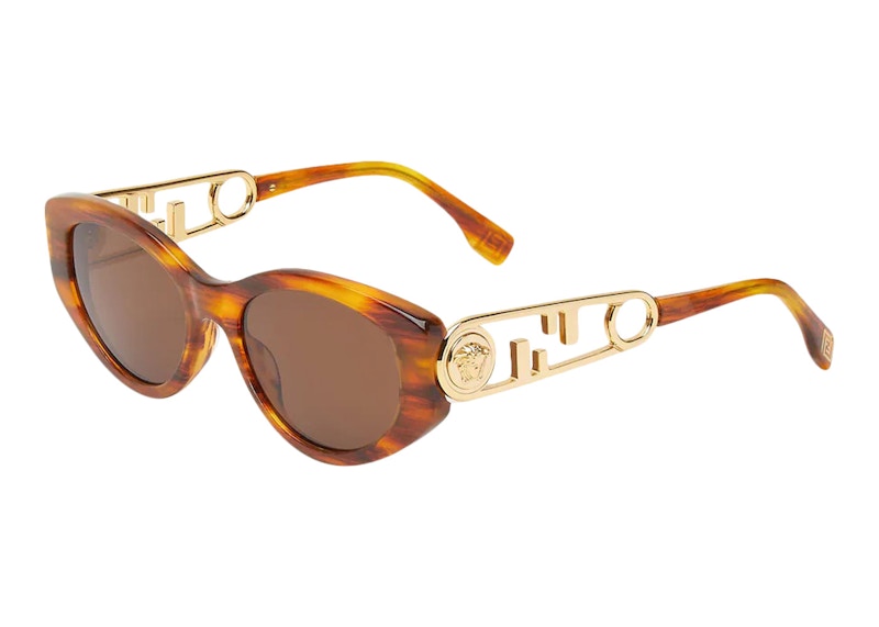 Fendi Fendace Fendi V2 Sunglasses Brown (FOL033V1WF1FV8) in Metal ...