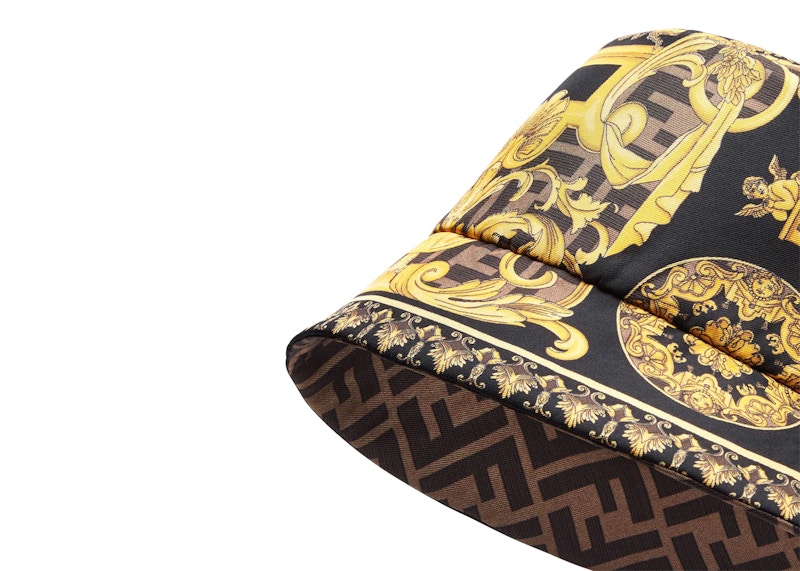 Fendi Fendace Reversible Bucket Hat Black/Multicolor in Silk - US