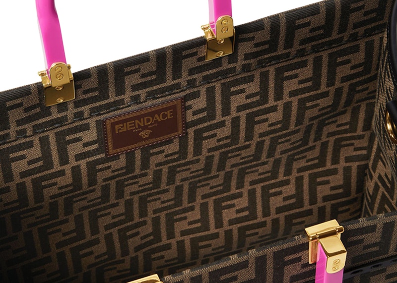 Fendi Fendace Sunshine Large Tote Bag Gold Baroque in Canvas/Leather ...