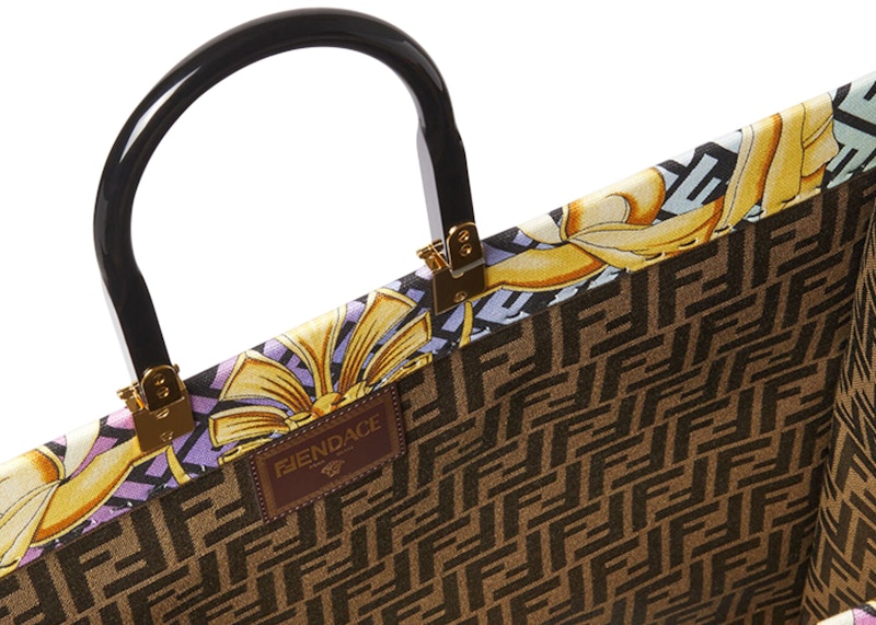 Fendi Fendace Sunshine Large Tote Bag Gold Baroque Print in Cotton ...