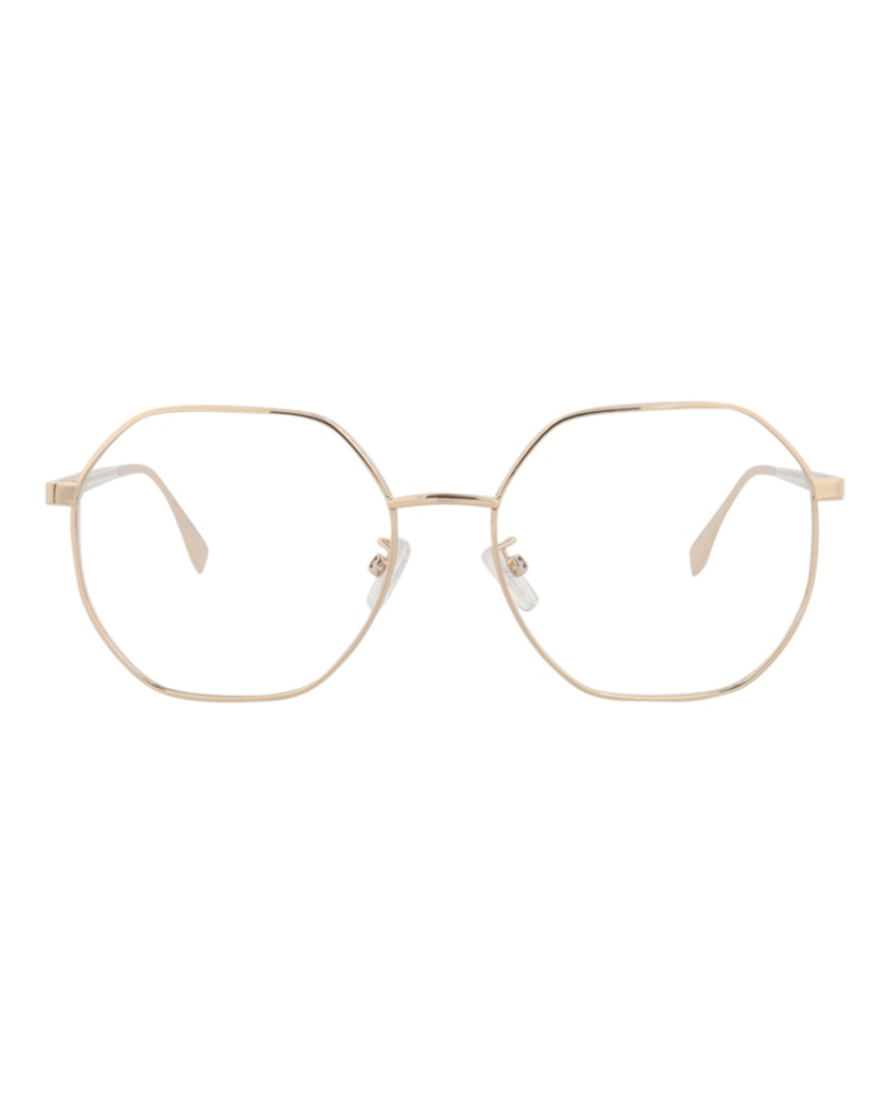 Fendi Round-Frame Metal Optical Frames Gold Gold Transparent (FE50053U ...