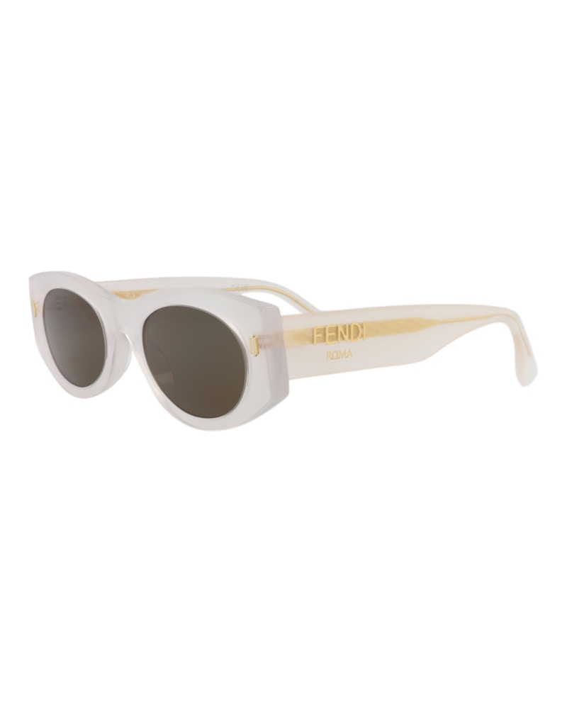Fendi Round Sunglasses White White Brown (FE40125I-52-21E) in Acetate - US
