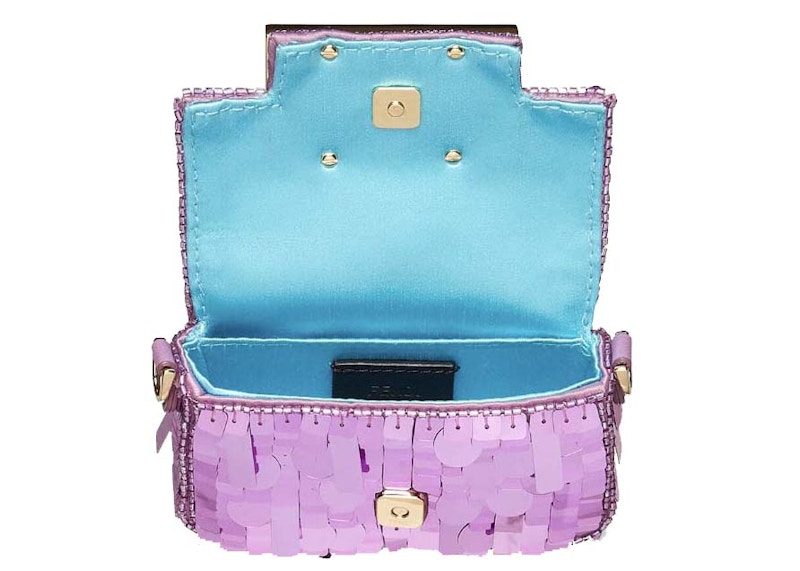 Fendi Sequin Nano Baguette Charm Light Purple in Polyester with Gold ...