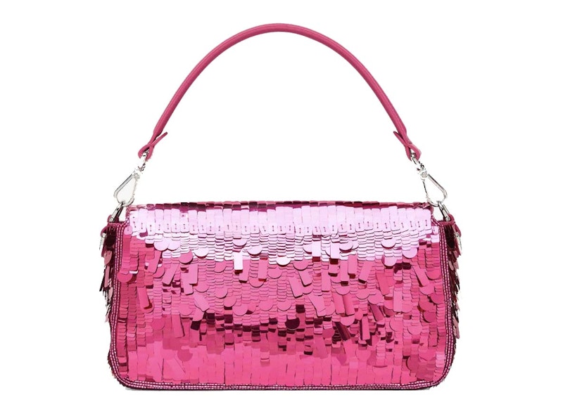 Fendi Sequined Baguette Pink in Polyester with Silver-tone - US