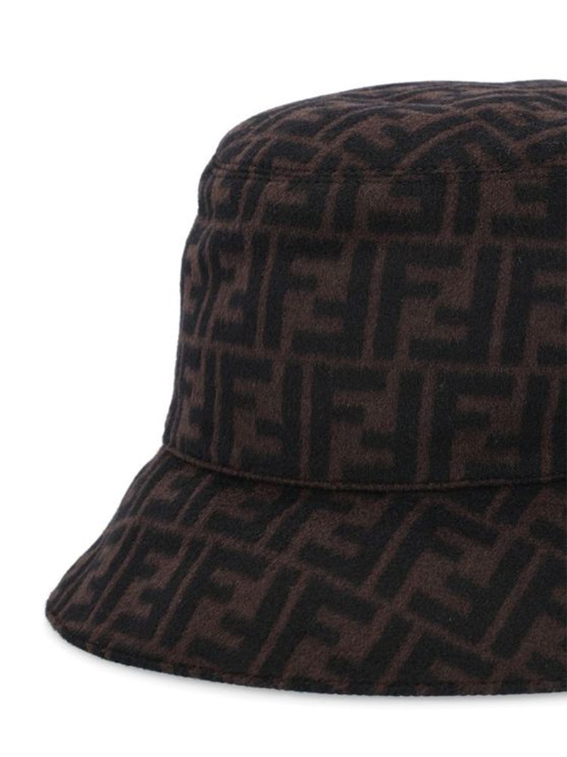 Fendi Wool Bucket Hat FF Motif Brown/Black - US