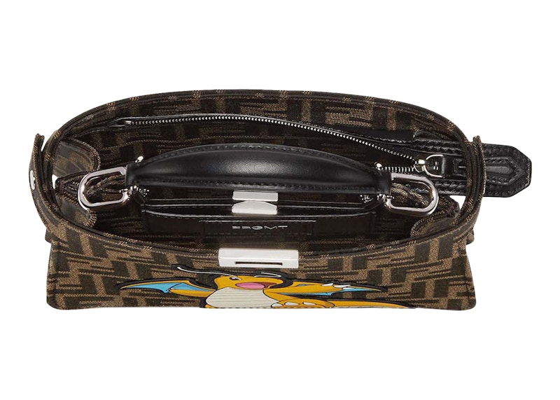Fendi x FRGMT x Pokemon FF Fabric Bag Peekaboo ISeeU X-Cross Brown in ...