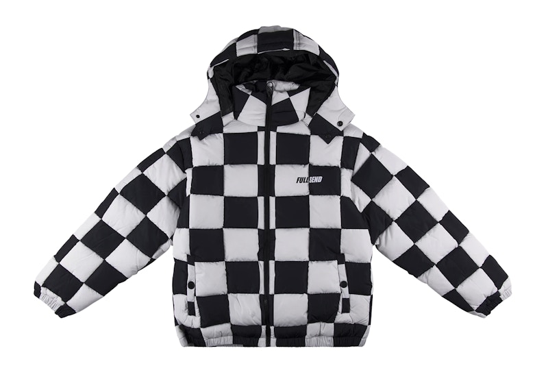 Full Send Checkered Quilt Puffer Jacket Black/White Men's - SS21 - GB