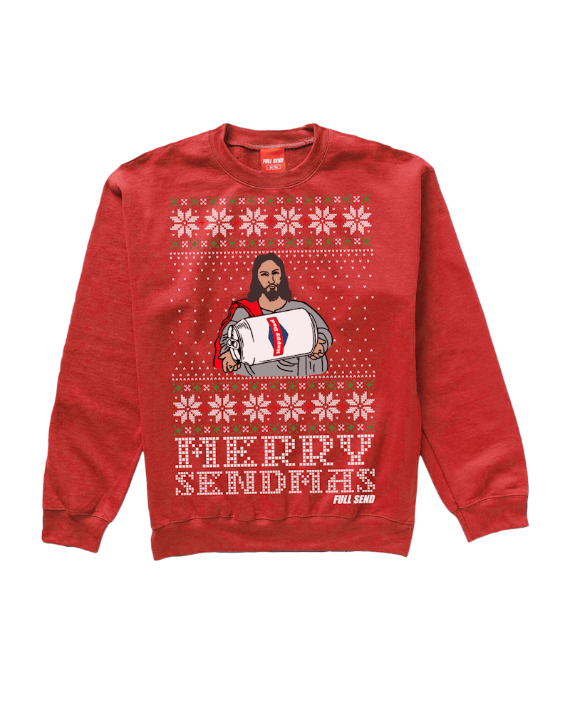Full Send Merry Sendmas Jesus Sweater Red Men's - FW21 - GB