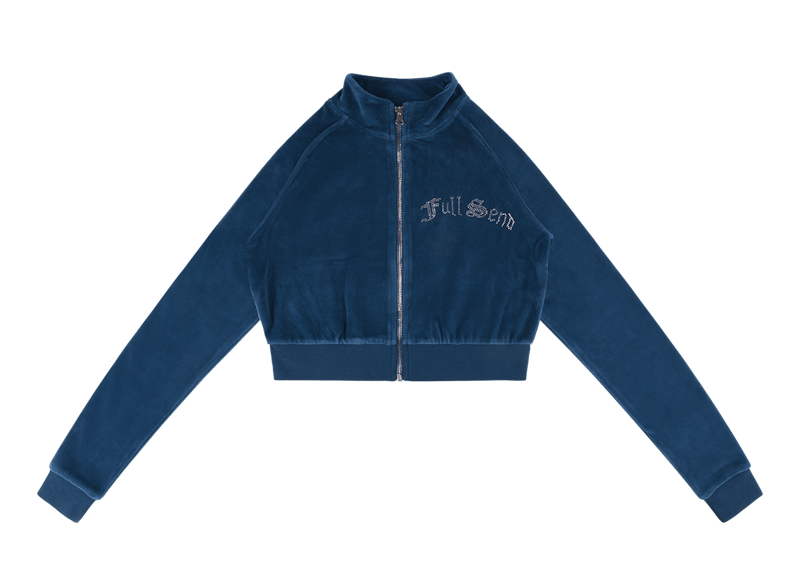 Full Send Rhinestone Velour Track Jacket Blue - SS21 - KR
