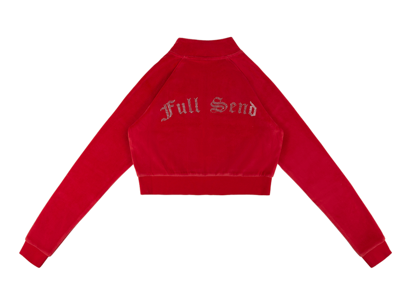Full Send Rhinestone Velour Track Jacket Red - SS21 - US