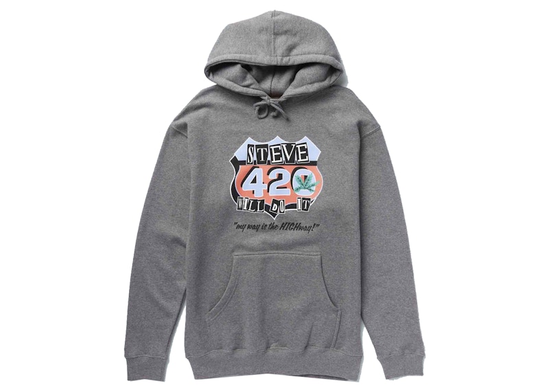 Full Send Steve Will Do It Route 420 Hoodie Grey Heather Men's - SS21 - US