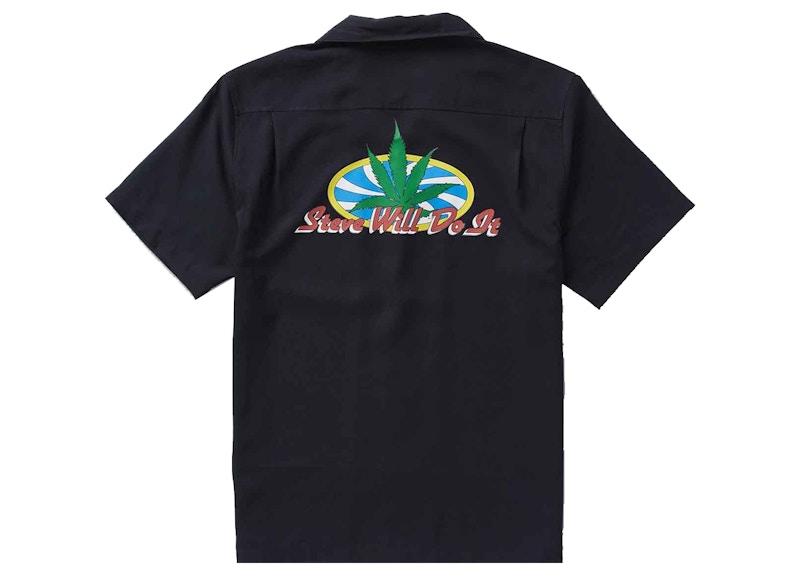Full Send Steve Will Do It Weed Button Up Black Men's - SS21 - GB
