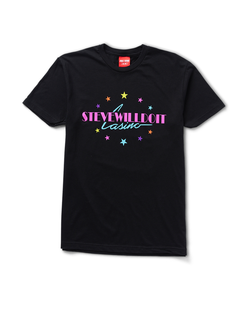Full Send SteveWillDoIt Casino T-shirt Black Men's - FW21 - US