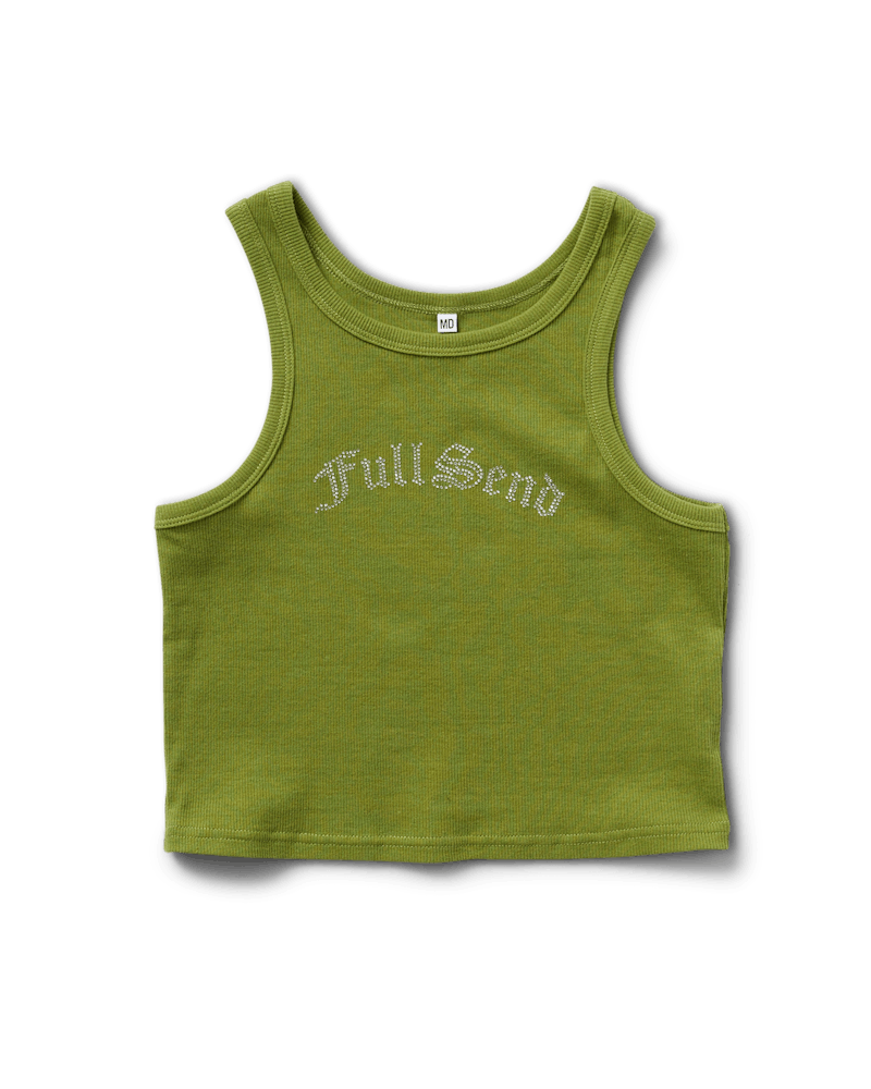 Full Send Women's Rhinestone Tank Top Green - FW21 - US