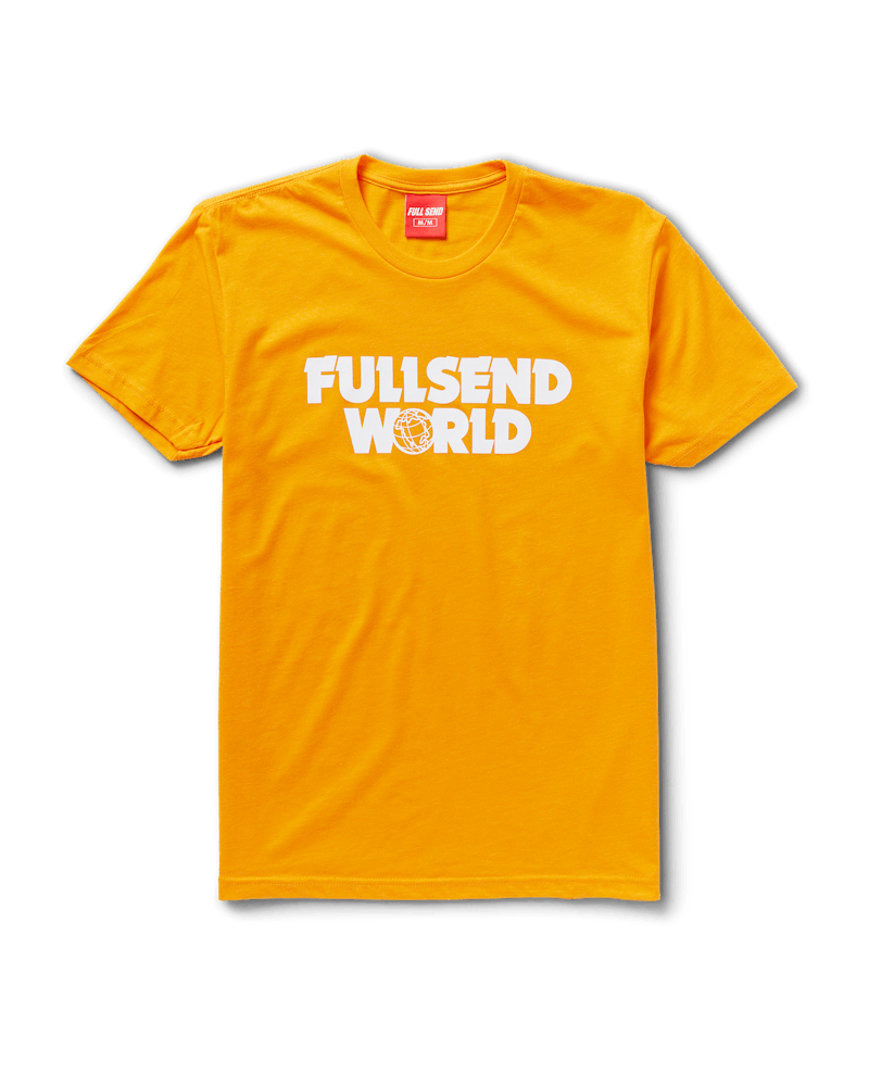 Full Send World T-shirt Gold Men's - FW21 - US