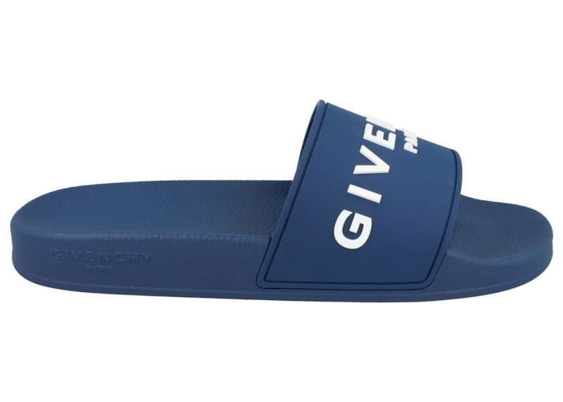Givenchy Logo Signature Slides Blue Men's - BH301T-H1DB-402 - US