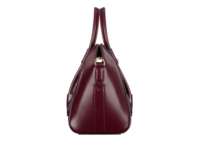 Givenchy Mini Antigona Lock Bag In Box Leather Oxblood Red in Calfskin ...