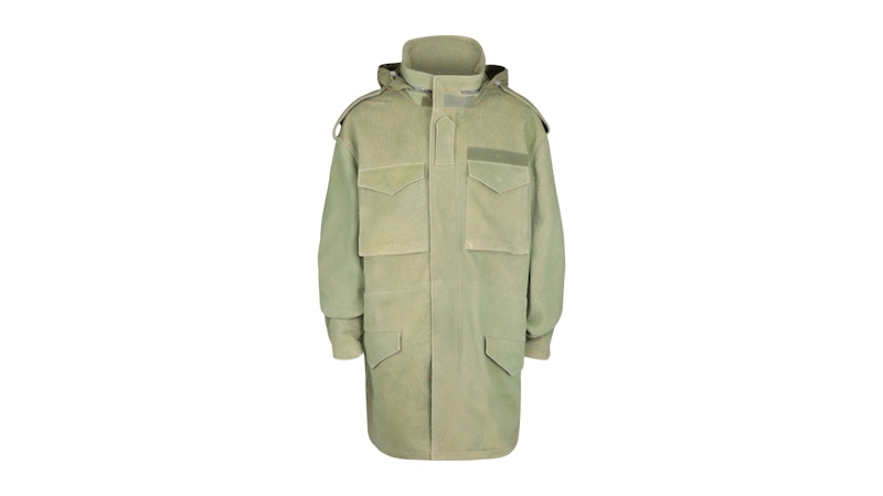 Givenchy Oversized Textured-Leather Hooded Parka Bright Green Men's - US