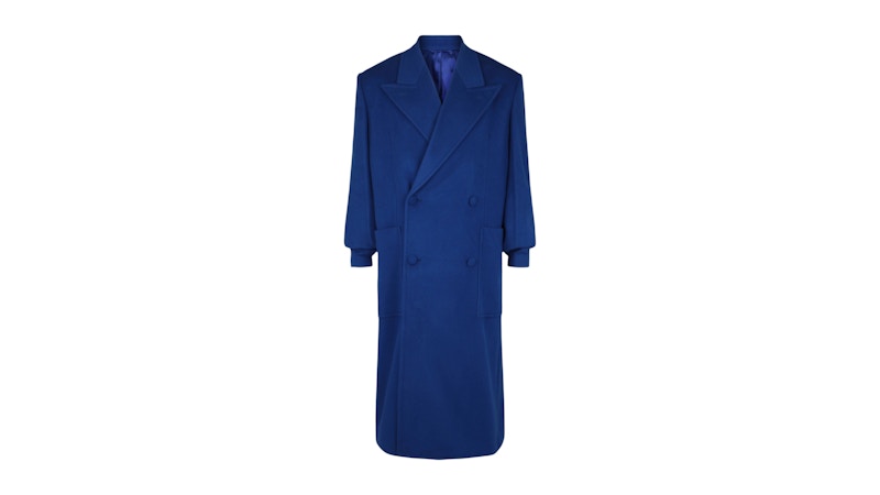 Givenchy Oversized Wool Blend Long Coat Royal Blue Men's - US
