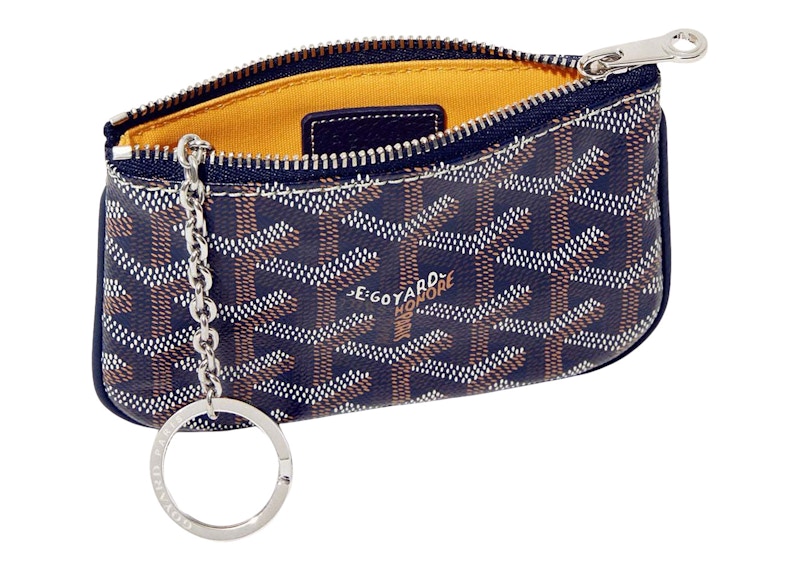 Goyard Sénat Nano Key Pouch Navy Blue in Canvas/Calfskin with Silver ...