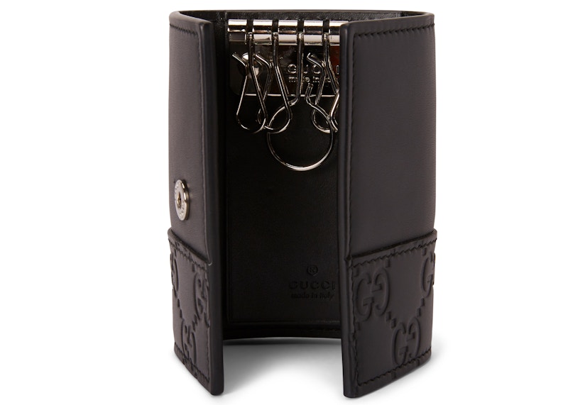 Gucci 6 Key Holder Guccissima Black in Leather with Silver-tone - US