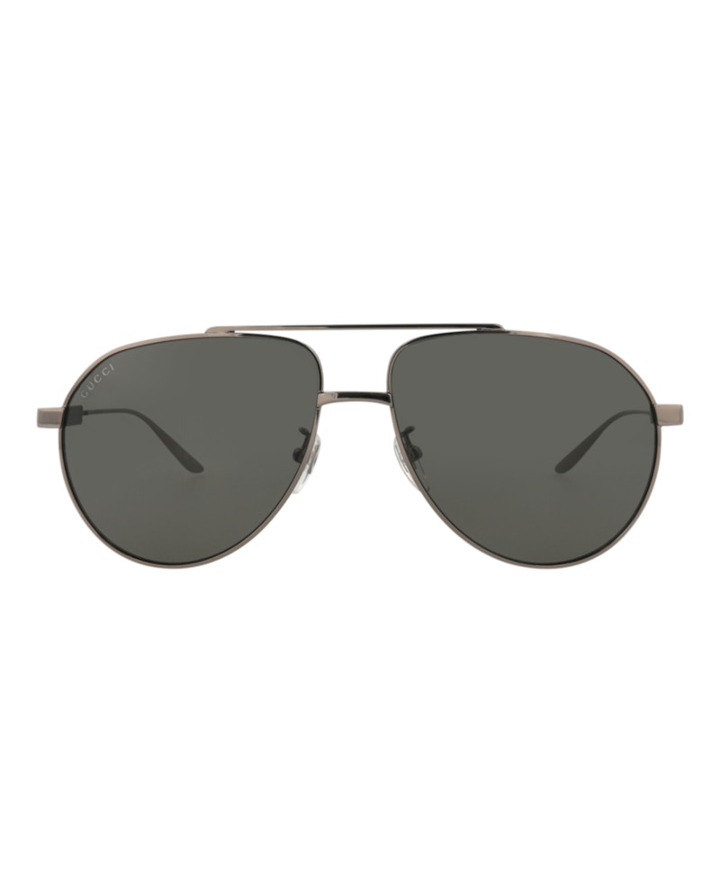 Gucci Aviator-Frame Metal Sunglasses Ruthenium/Ruthenium/Grey (GG1311S ...