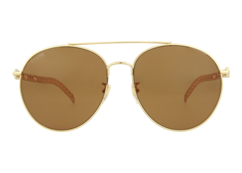Gucci Aviator Sunglasses Gold/Brown (GG0725S-30008880-002) in Metal - US