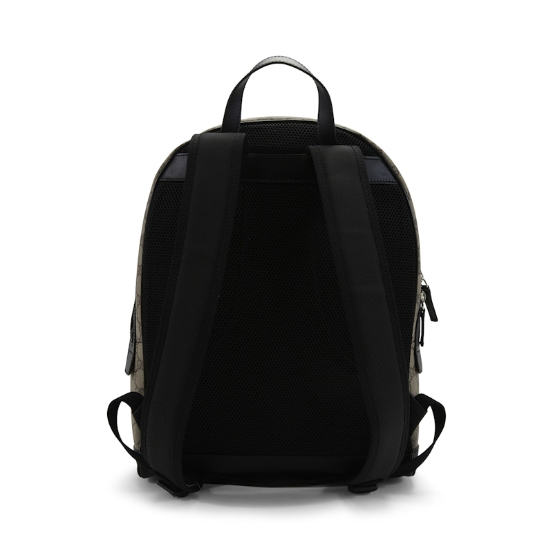Gucci GG Supreme Backpack Front Zipper Pocket Beige/Black - US