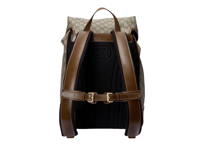Gucci Backpack Medium GG Supreme Canvas Beige/Ebony in Canvas with Gold ...