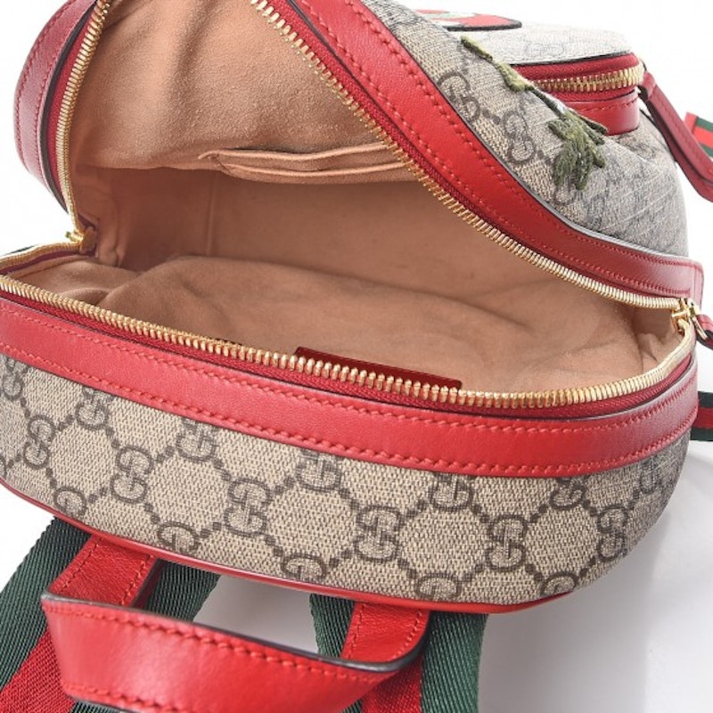 Gucci Backpack Monogram GG Supreme Flower Snake Patches Small Red in ...