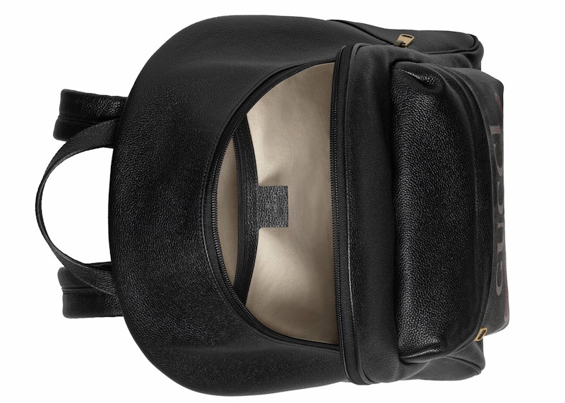 Gucci Backpack Vintage Logo Black in Leather with Gold-tone - GB