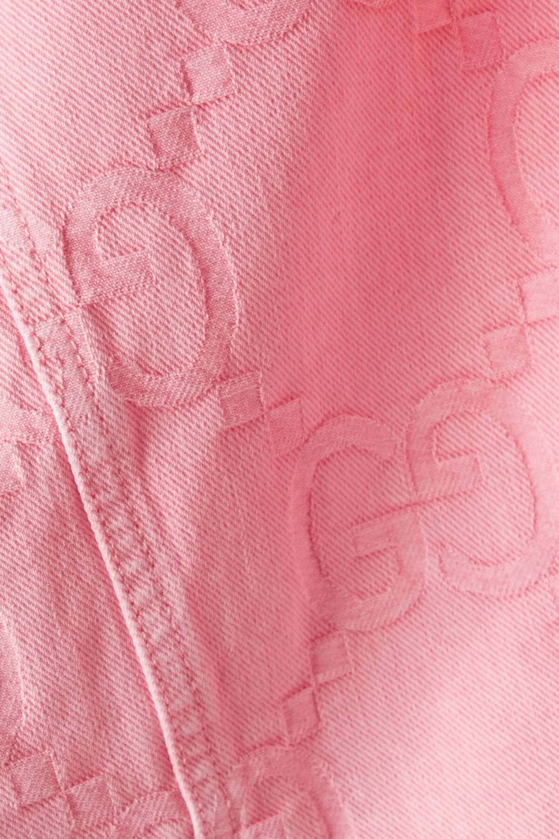 Gucci California GG Supreme Pattern Denim Jacket Pink - US